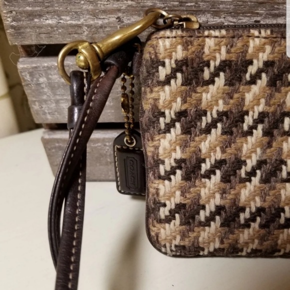 Coach | Bags | Coach Leather Tweed Houndstooth Wristlet | Poshmark